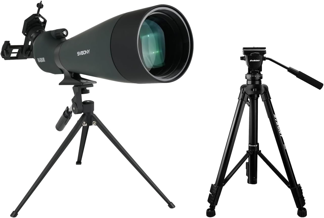 Amazon.com : SVBONY SV28 100mm Angled Spotting Scope Bundle with SVBONY SA402 Tripod for Bird ...