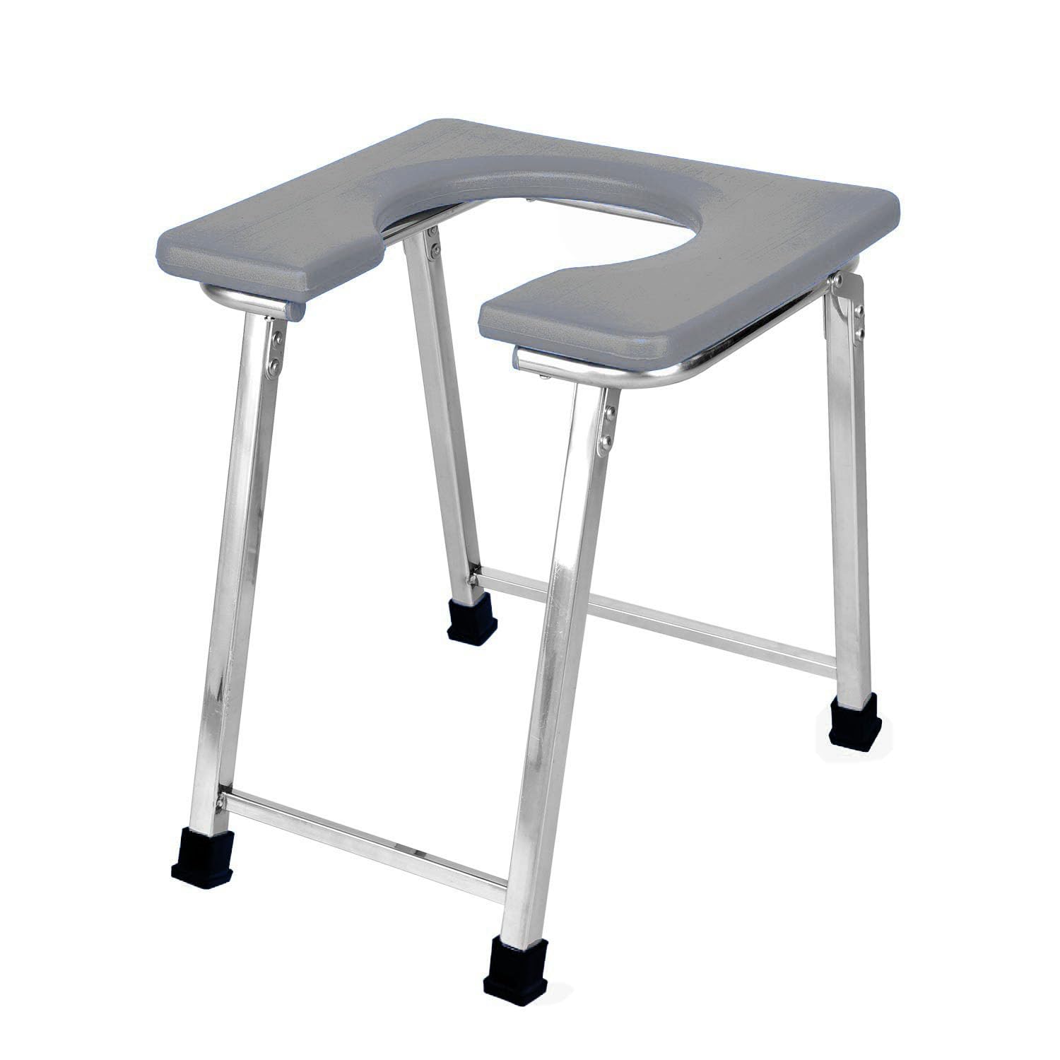 Adult Potty Stool with Padded Seat, Stainless Steel Frame, 38 x 37 x 40 ...