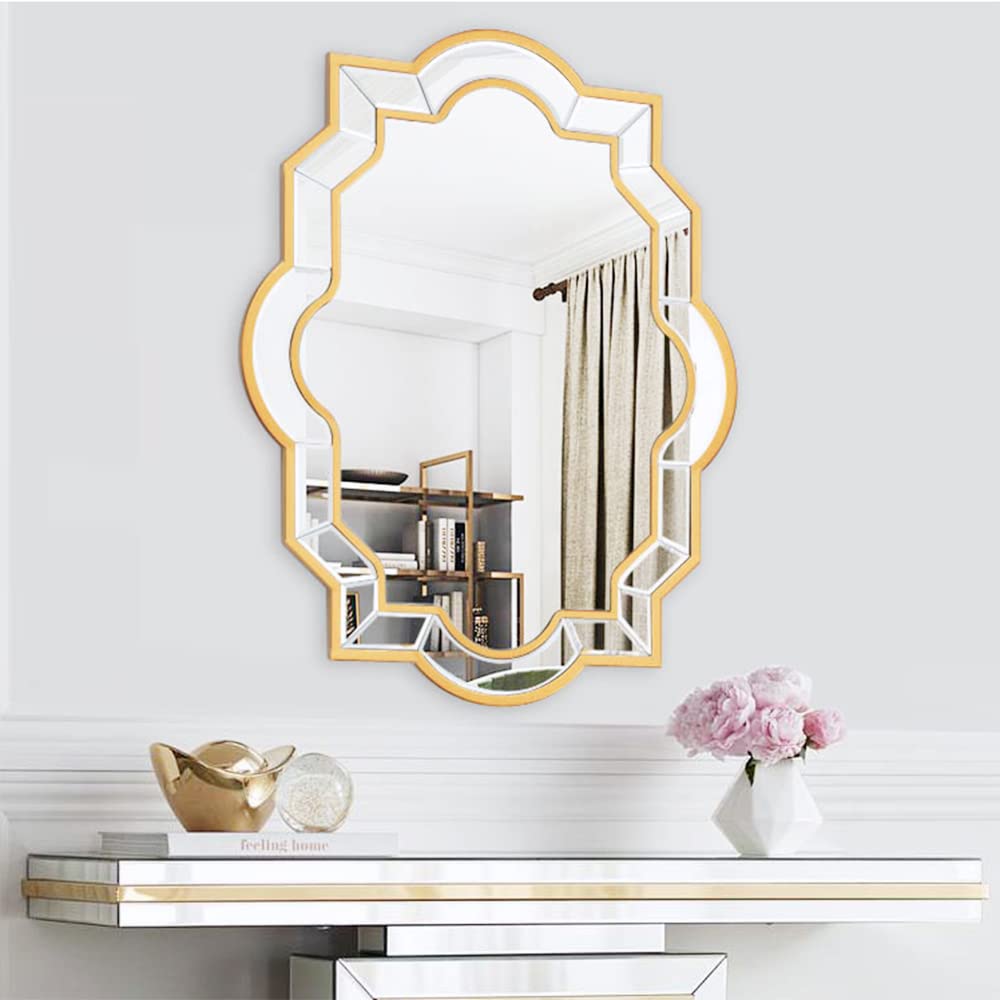 Chende 36 X 28 Inches Gold Mirror Wall Decor, Large Decorative Wall ...