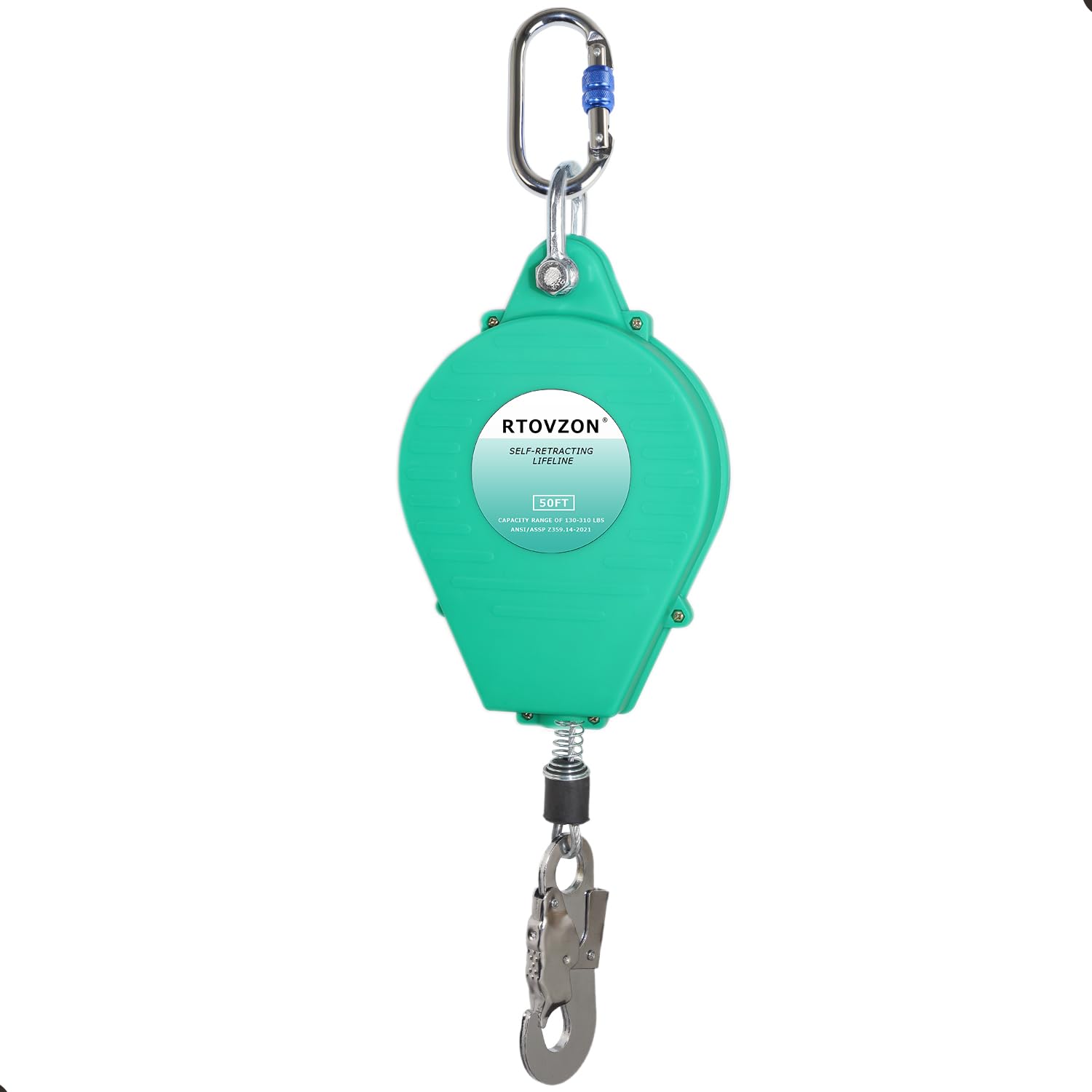 Amazon.com: 50FT Self Retracting Lifeline Fall Arrest RTOVZON Fall ...