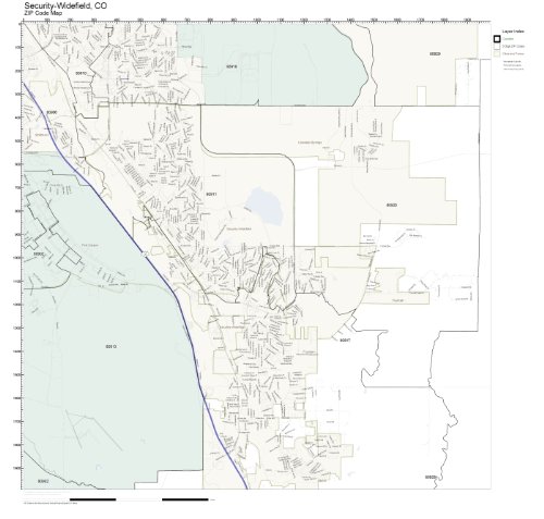 ZIP Code Wall Map of Security-Widefield, CO ZIP Code Map Not Laminated ...