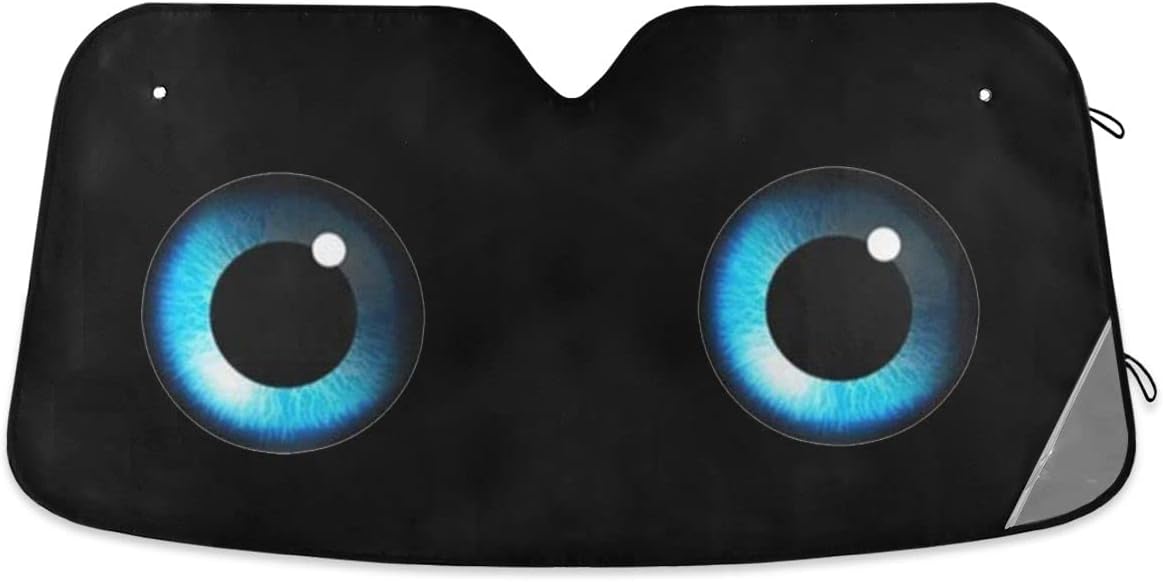 Buy Funny Car Eyes Car Windshield Sun Shade Cartoon Blue Eyes Black ...