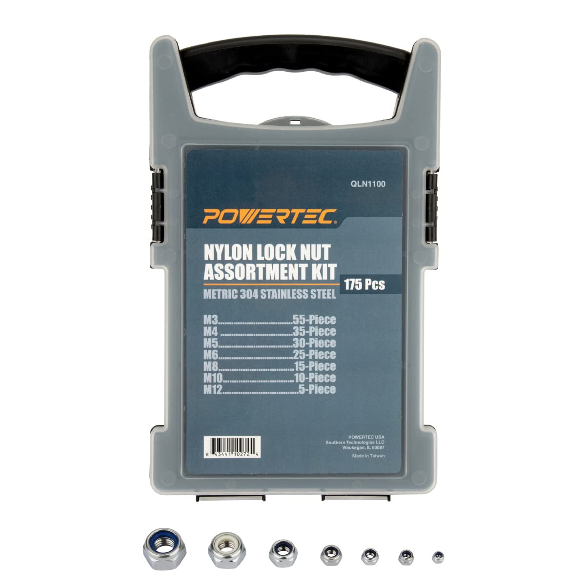 Amazon.com: POWERTEC QLN1100 Nylon Insert Lock Nut Assortment Kit | 175 ...