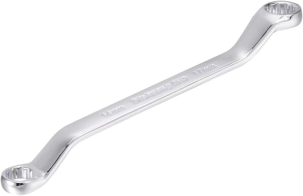 14mm x 17mm 12 Point Offset Double Box End Wrench Polished Finish, Cr-V ...
