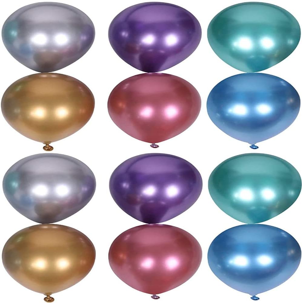 100PCS Metallic Balloons Assorted Colors, 5 inch Metal Party Balloons ...