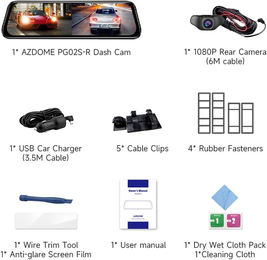 AZDOME PG02S – Cámara de tablero de espejo de 2.5K, cámara de tablero ...