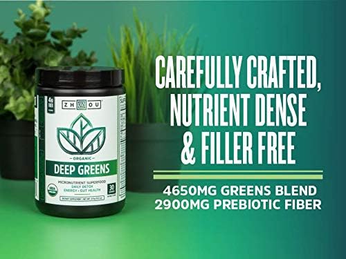 Zhou Deep Greens Organic Morning Complete Prebiotic Probiotic Powder ...