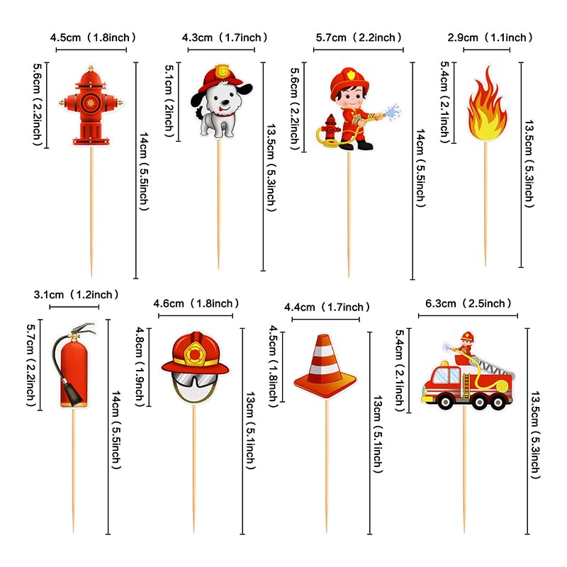 Snapklik.com : Fire Truck Cupcake Toppers,24 PCS Fireman Cupcake ...