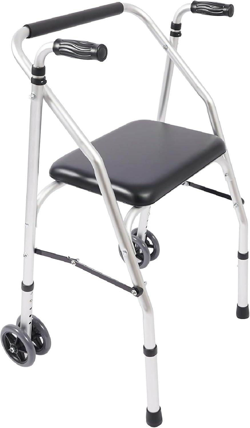 Amazon.com: Standard Walker, 2 Wheel Walker Adjustable Height, Aluminum ...