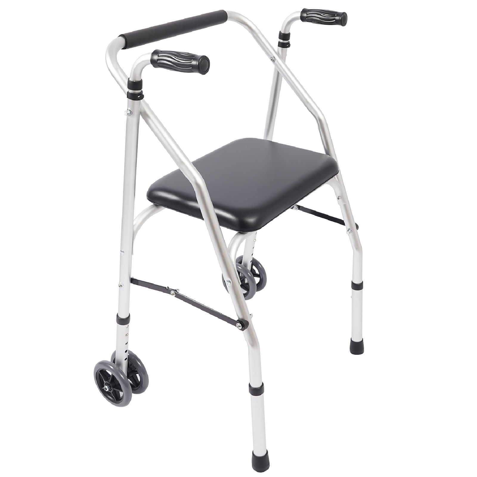 Amazon.com: Standard Walker, 2 Wheel Walker Adjustable Height, Aluminum ...