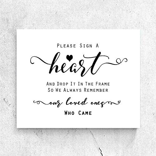 Amazon.com: ZLKAPT Please Sign A Heart Sign Wedding Guest Book Sign ...