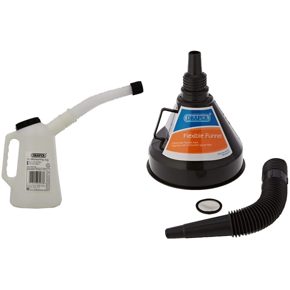 Draper 43963 Measuring Jug with Flexible Spout, 1L, Blue & 56141 ...