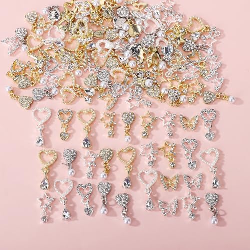 Amazon.com: 36 Pcs Luxury Nail Charms, TOROKOM 3D Dangle Nail Art ...