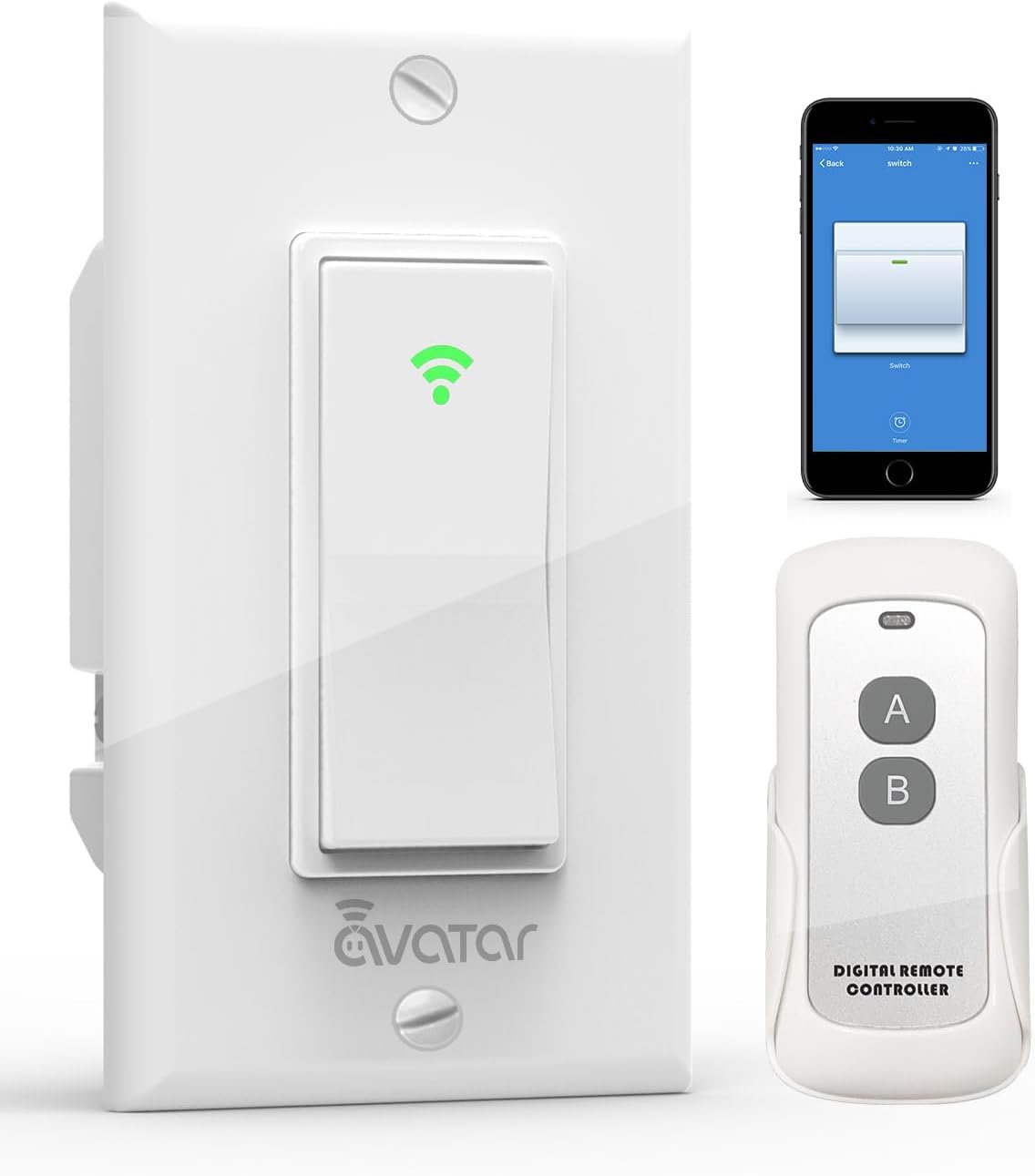 Smart Switch with App & Remote Control, Alexa Light Switch Single-Pole ...