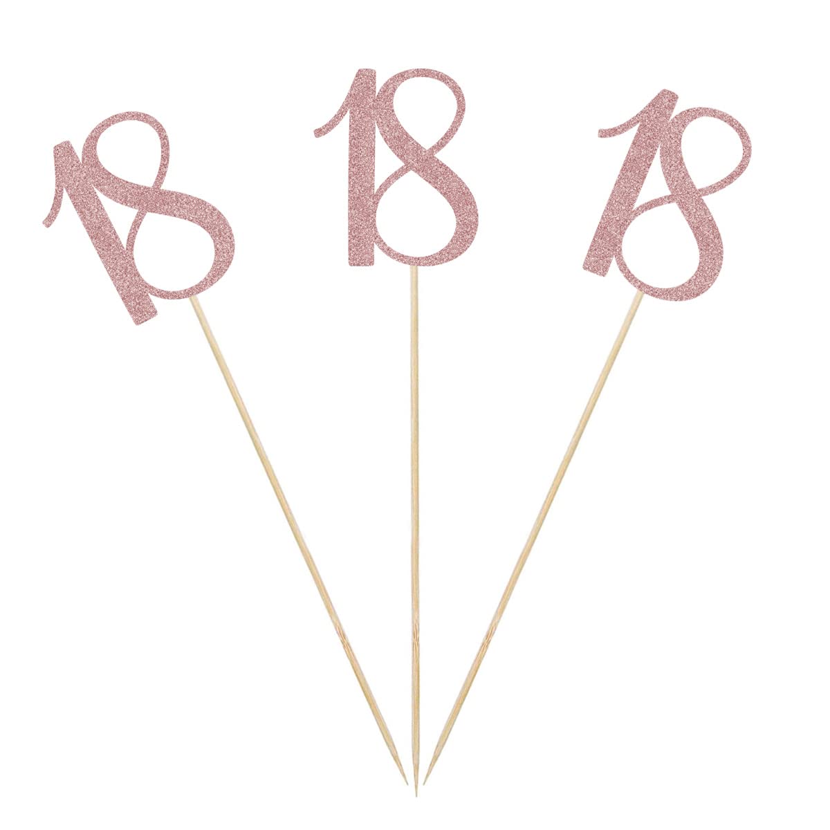 Amazon.com: Rose Gold 18th Glitter Birthday Centerpiece Sticks, 12-Pack ...