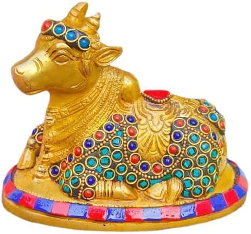 Buy Dhanvantri Brass Brass Nandi in Sitting Position/Vastu Nandi Bull ...