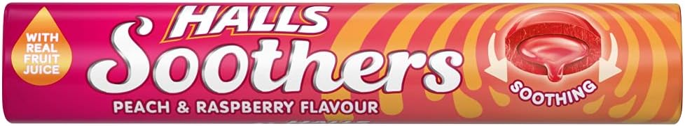 Halls Soothers Real Peach and Raspberry Juice Sweets, 45 g : Amazon.co ...