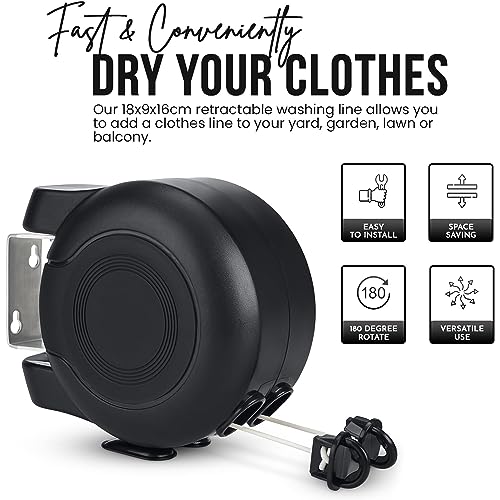 SA Products Wall Mounted Twin Cable Retractable Washing Line – 30m Long ...