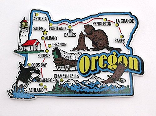 Buy Oregon State Map and Landmarks Collage Fridge Collectible Souvenir ...