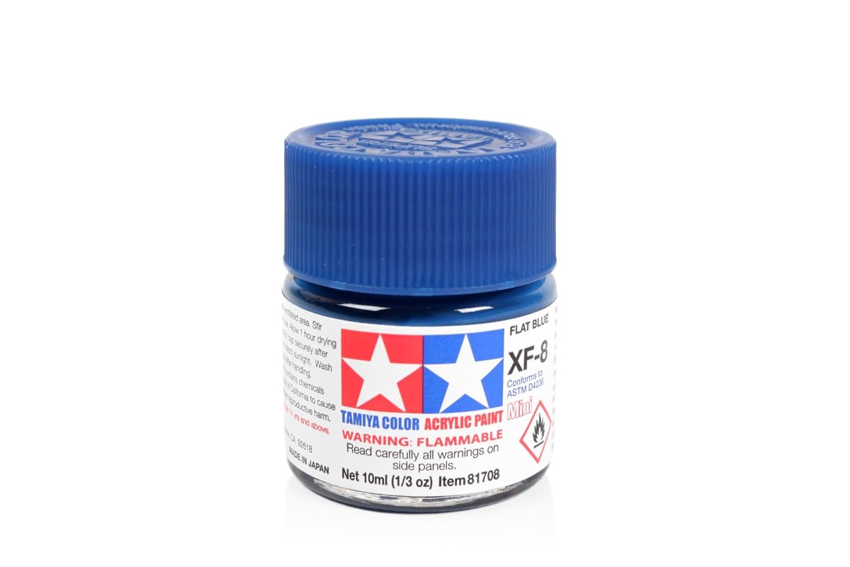 Amazon.com: TAMIYA Acrylic Mini XF8 Flat Blue TAM81708 Plastics Paint ...