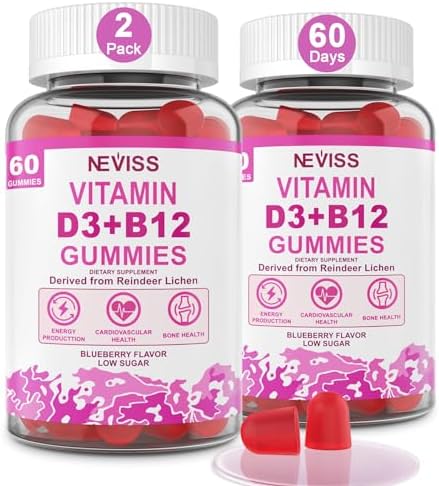 Amazon.com: NEVISS Vegan Vitamin D3 + Vitamin B12 Gummies, High Potency ...