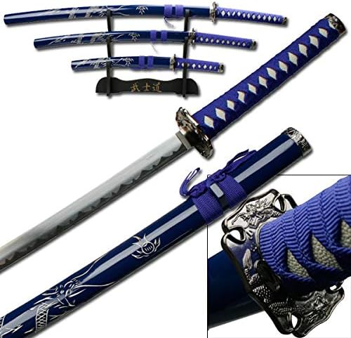 Snake Eye Tactical Two Tone Dragon Design 3 Piece Samurai Katana Set ...