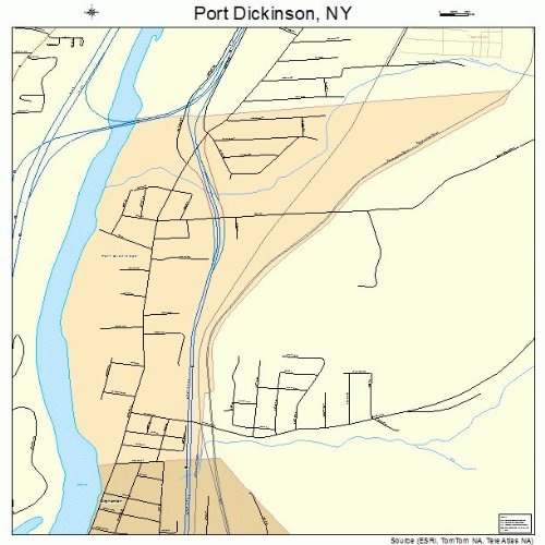 Large Street & Road Map of Port Dickinson, New York NY - Printed poster ...