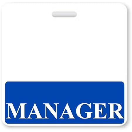 Amazon.com : "Manager" Vertical Badge Buddy with Blue Border from ...