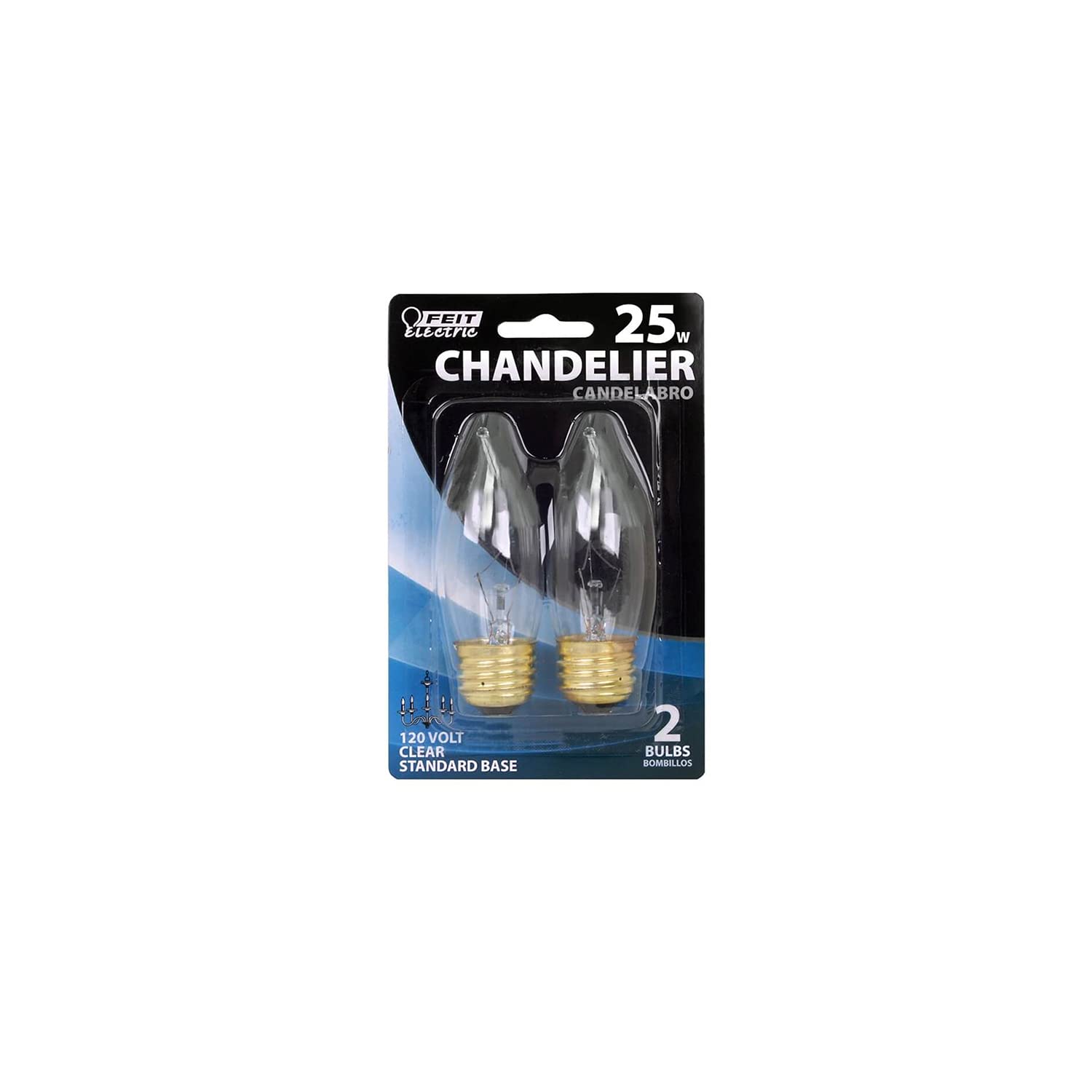Feit Electric Bp25efc 25 Watt Clear Flame Tip Chandelier Light Bulb 2 ...