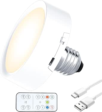 LIKERTLA 1 Pack Rechargeable Battery Operated Light Bulbs with Remote ...