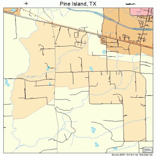 Large Street & Road Map of Pine Island, Texas TX - Printed poster size ...