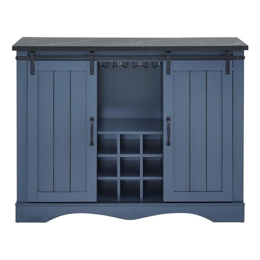 Amazon.com: LIVILAND 47 in. Navy Buffet Bar Cabinet Barn Door w ...