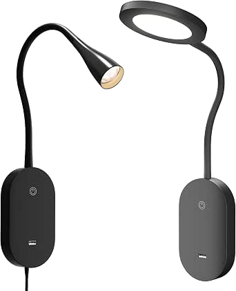 deeloop Eye-Care Wall Mounted Reading Light Set | Black Book Reading ...