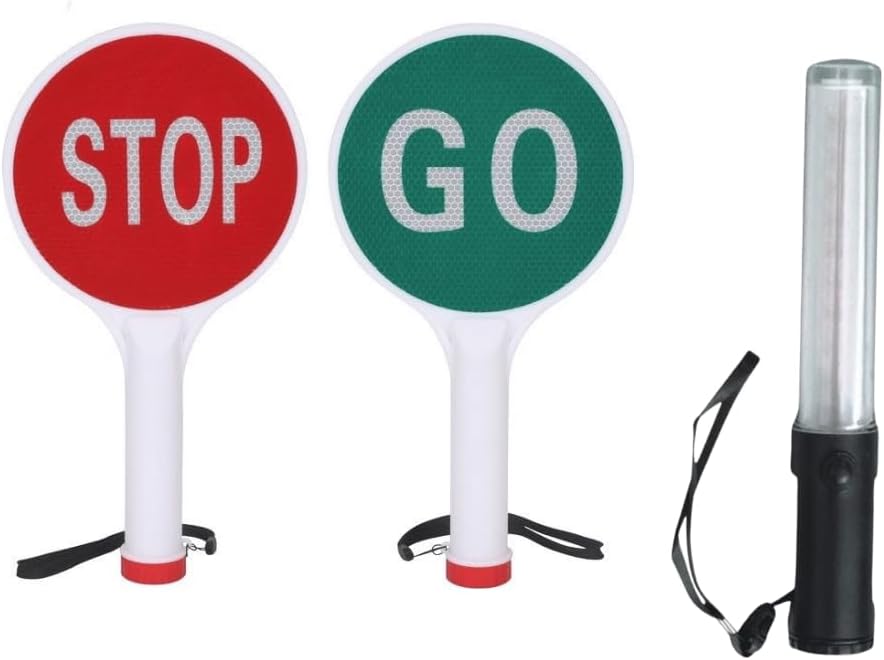 Robustt Dual-Sided STOP/GO handheld Sign - High Visibility LED, Battery ...