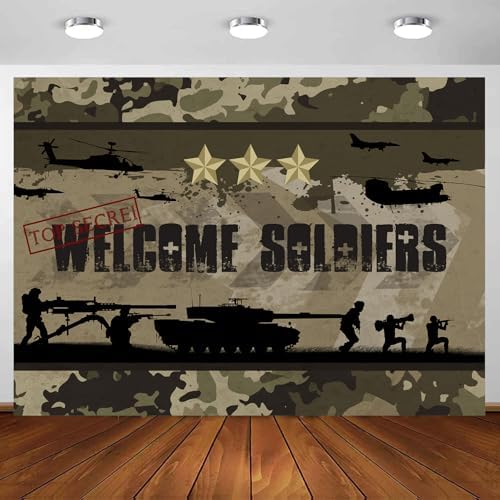 Amazon.com : Weclome Soldiers Backdrop 7 x 5 ft, Camouflage Army ...