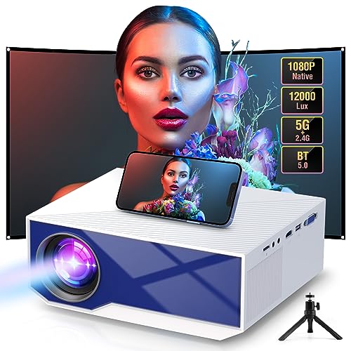 Projector with Wifi and Bluetooth, Native 1080P 4K Supported 12000LM ...