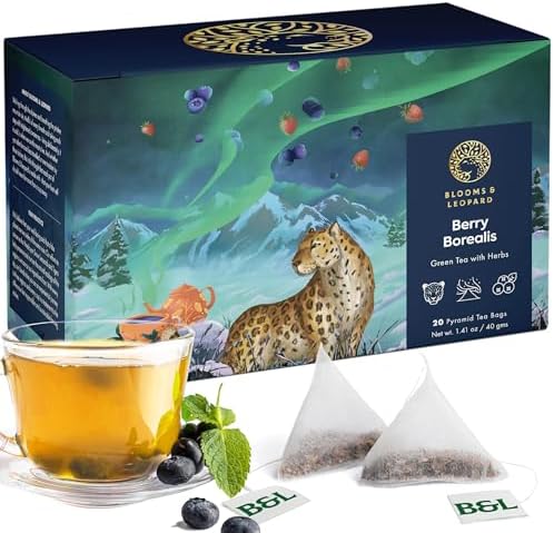 Amazon.com : Blooms & Leopard Premium Green Tea Bags – Berry Borealis ...