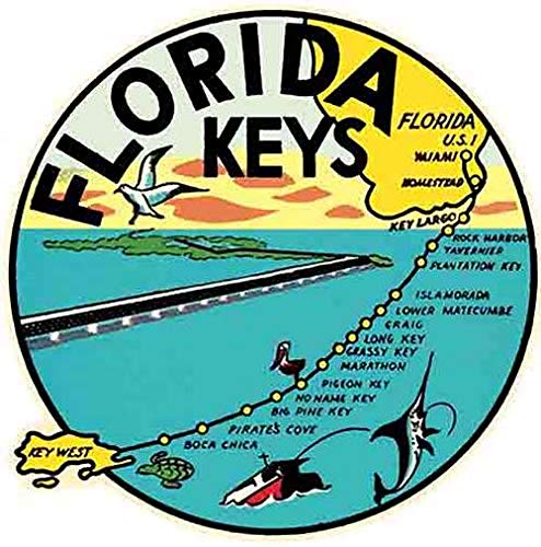 Amazon.com: Florida Keys Circle Vintage Decal Sticker Souvenir Key West ...
