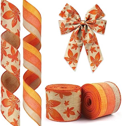 Amazon.com: Hying 2 Rolls Fall Ribbons for Wreath Bows Wrapping Gifts ...