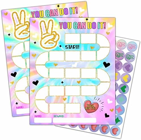 Amazon.com : Tie Dye Theme Reward Chart, 10 Kids Behavior Charts with ...