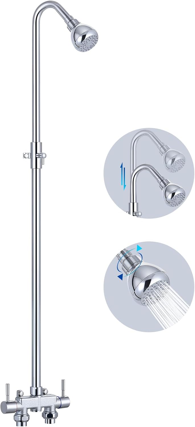 4-Inch Outdoor Shower Faucet System with Adjustable Slide Bar, Polished ...