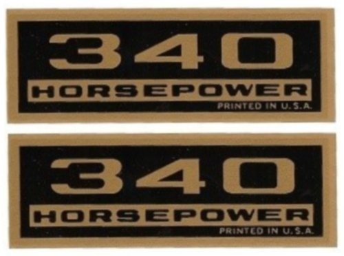 2pc SET Of CHEVROLET 340 HP HORSEPOWER VALVE COVER DECALS - STICKER ...