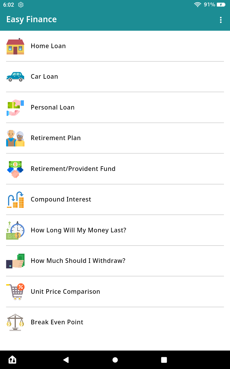 Easy Finance - Mortgage, Loan, Retirement, Compound Interest Calculator - App on Amazon Appstore