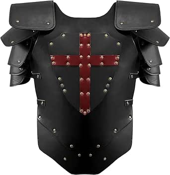 Amazon.com: Leather Genuine Medieval Chest Vest Halloween Cosplays ...
