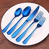 Amazon.com | Matte Blue Silverware Set, Satin Finish 20-Piece Stainless ...