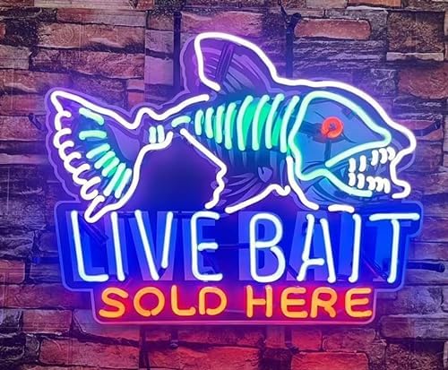 Amazon.com : Neon Signs Beer Bar Bedroom Live Bait Sold Here Glass Neon Signs for Office Hotel ...