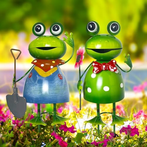 Amazon.com: Metal Coffee Frog Sculpture Yard and Garden Art, Drinking ...