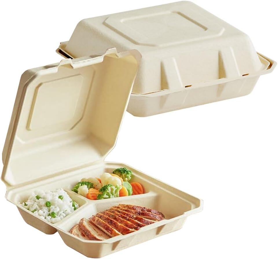 Amazon.com: PAMI 100% Compostable [8''X8 50-Pack] Clamshell Take Out ...