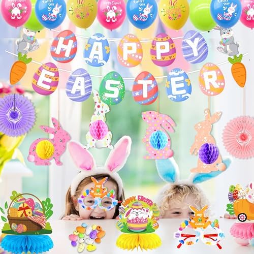 38Pcs Easter Decorations Happy-Easter Bunting - Hanging Banner Ceiling ...