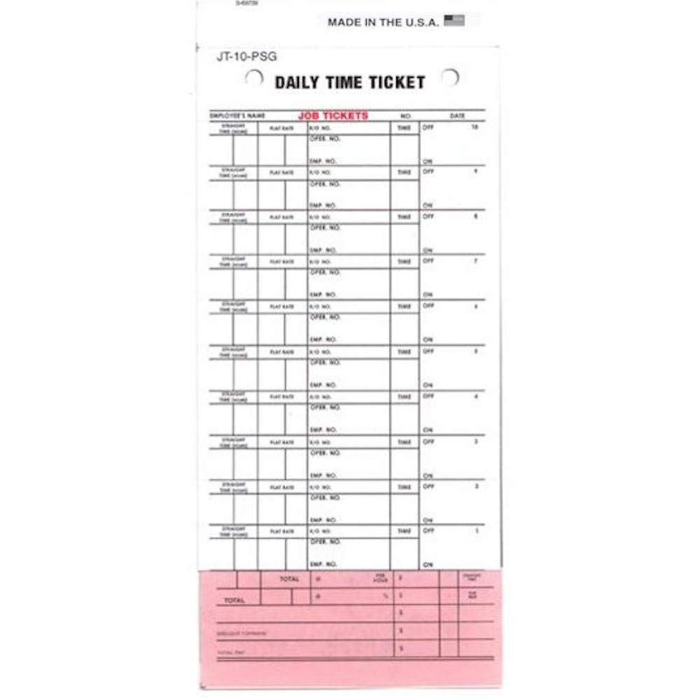 Amazon.com : TCS (1000 ct)- Daily Time Tickets-3 part carbon FORM JT-10 ...